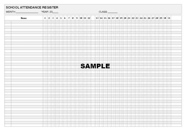 SCHOOL ATTENDANCE REGISTER (A4/32 Pages) S028 (Class Pupil Absence Rec ...