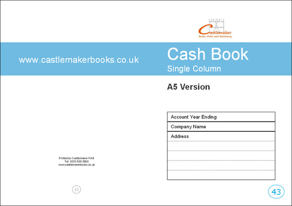 CASH BOOK (A5/32 Pages) C043 (Single Column Account Ledger ...