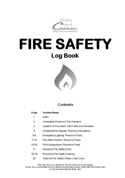 FIRE SAFETY LOG BOOK (A5/20 Pages) F054 – castlemakerbooks