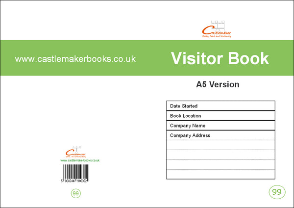 VISITOR BOOK (A5/20 Pages) V099 (Signing In Reception Security Log ...